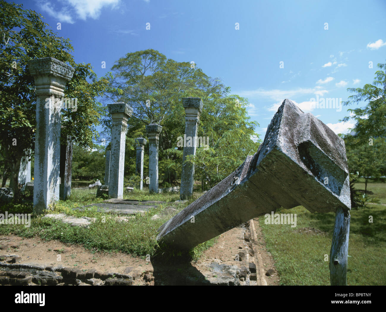 Remains of Ancient Stone Pillars. Anuradhapura, Sri Lanka Stock Photo ...