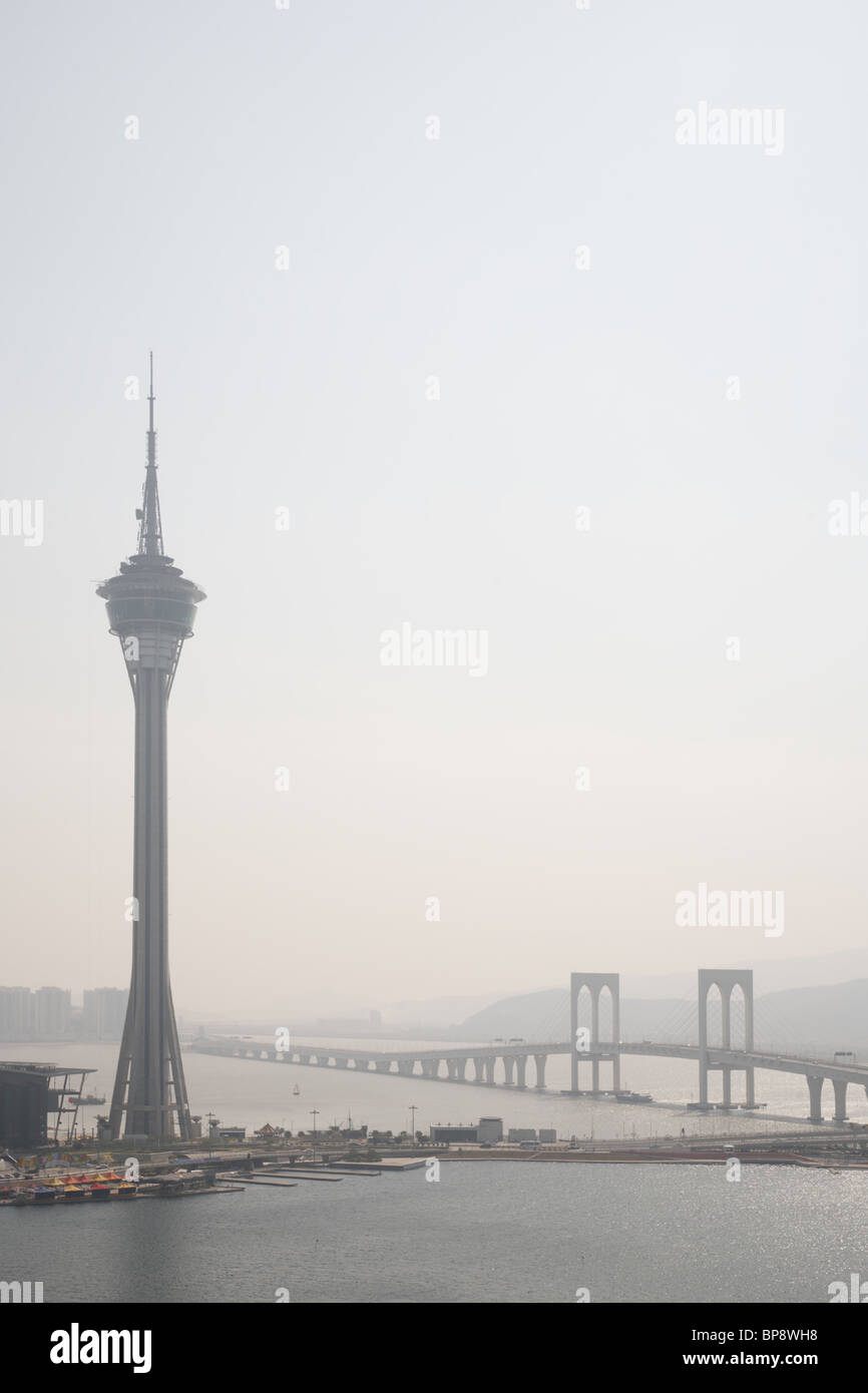 Macao Tower and Bridge Over Sea, Macao, China Stock Photo - Alamy