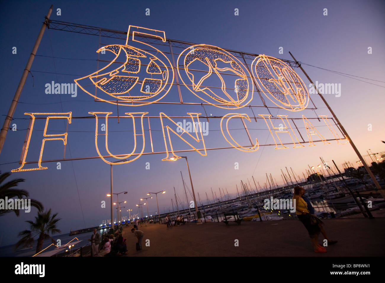 500 Years Funchal Commemorative Lighting on Funchal Cais da Cidade Pier ...