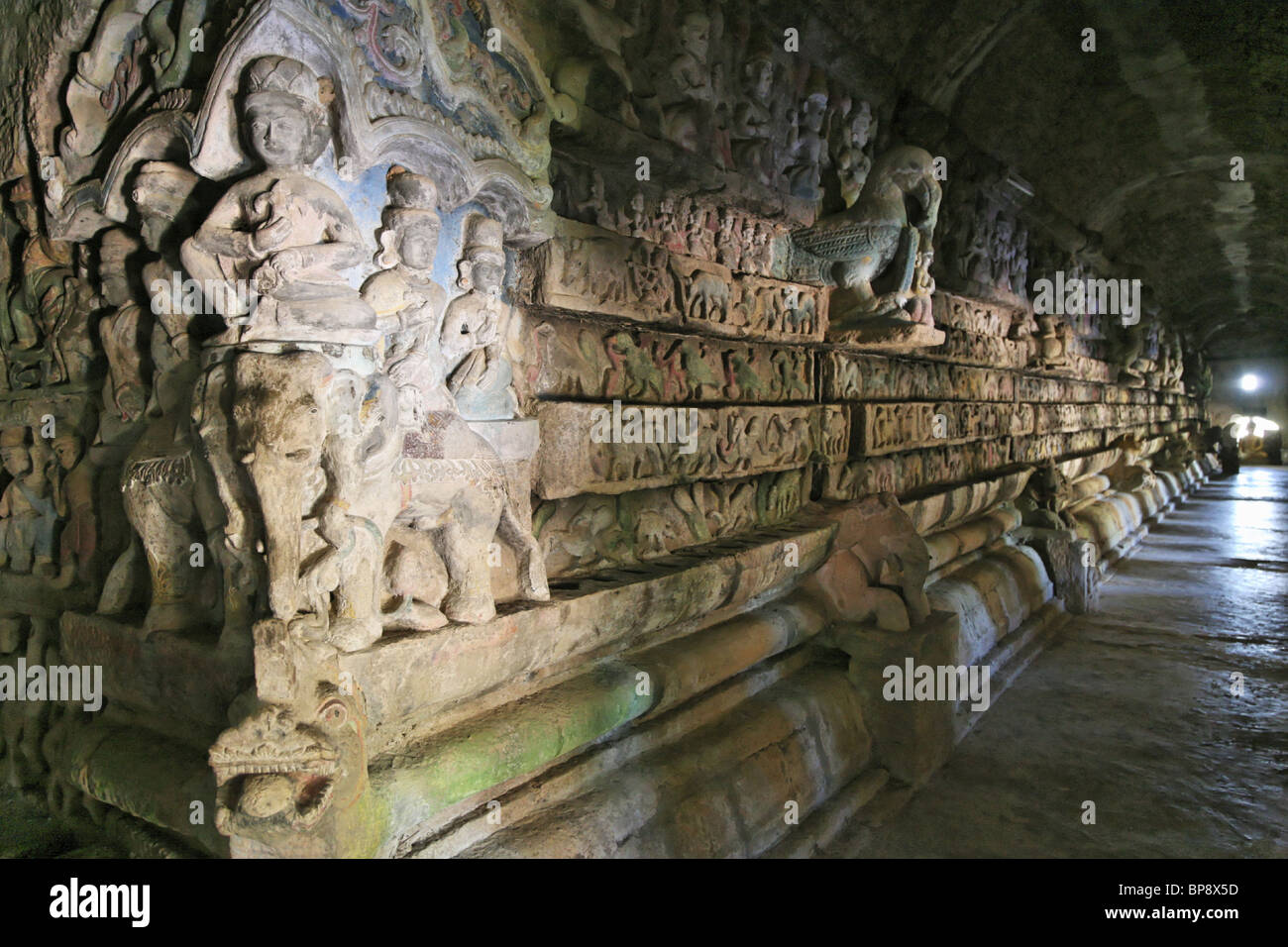 Carvings in a Stone Temple Wall. Myanmar Stock Photo - Alamy