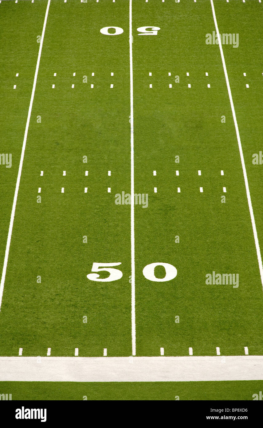 Closeup of 50 yard line on American football field Stock Photo - Alamy