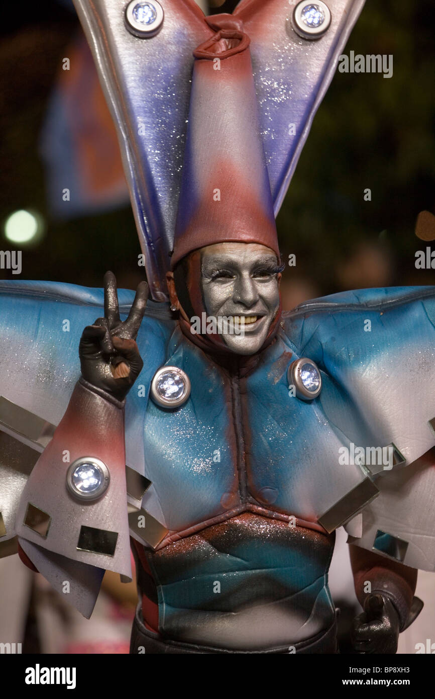 Man in colourful space costume at the Carnival Parade, Funchal, Madeira ...