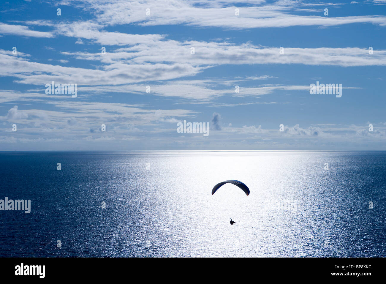 Paraglider over Atlantic Ocean, Funchal, Madeira, Portugal Stock Photo ...