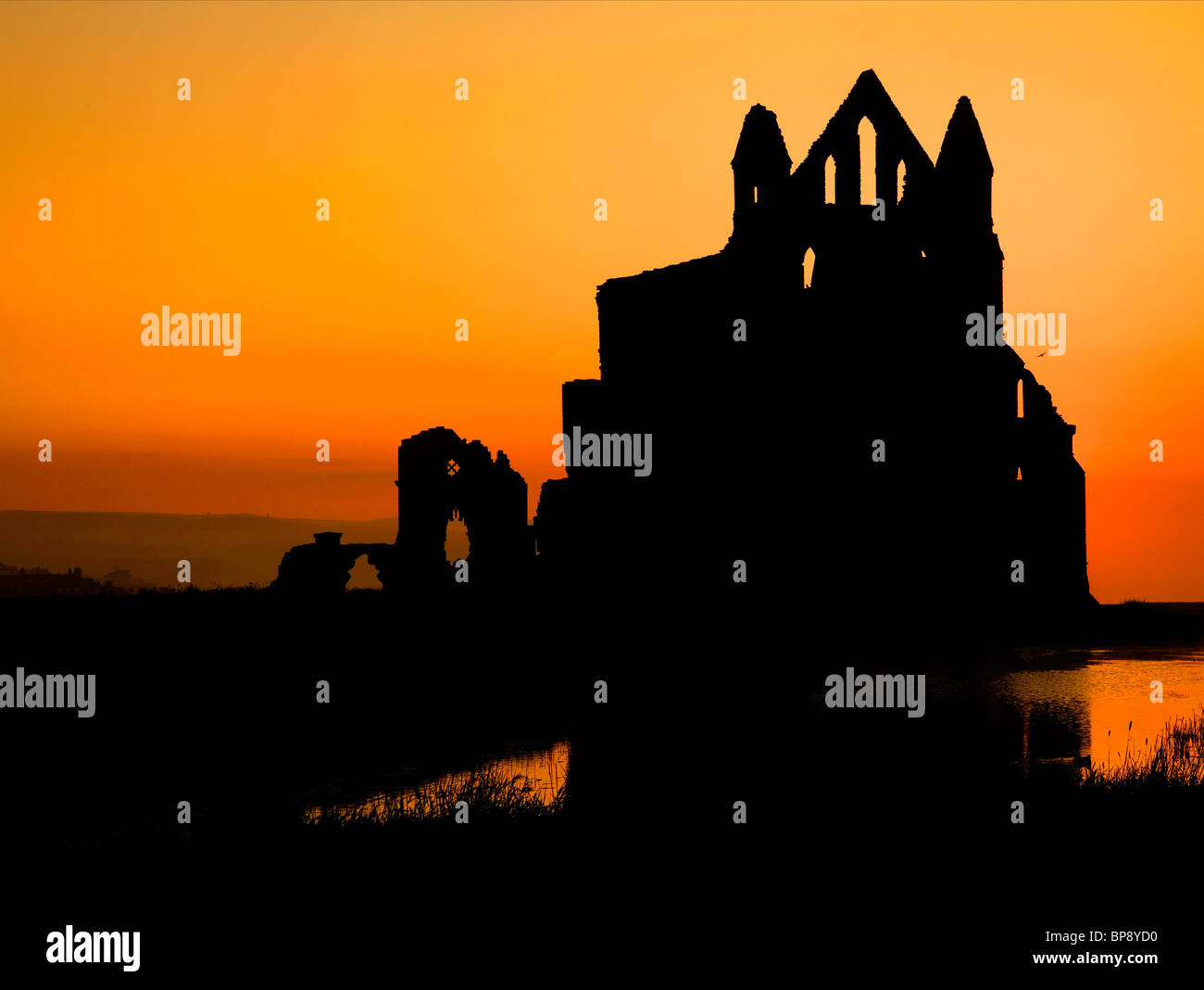 Whitby abbey in silhouette hi-res stock photography and images - Alamy