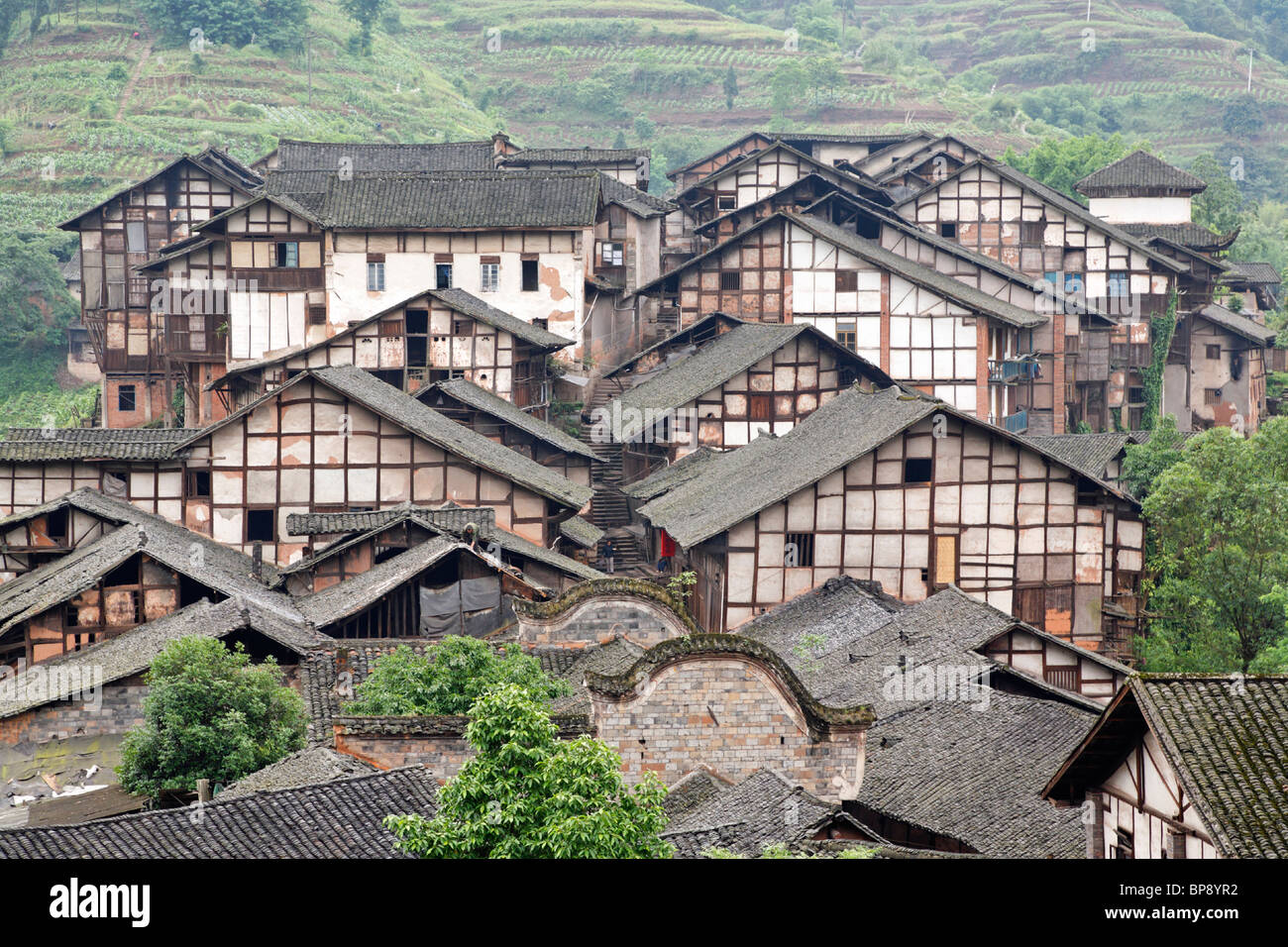 Buildings of the Old Town in Sichuan. Sichuan Province, China Stock ...