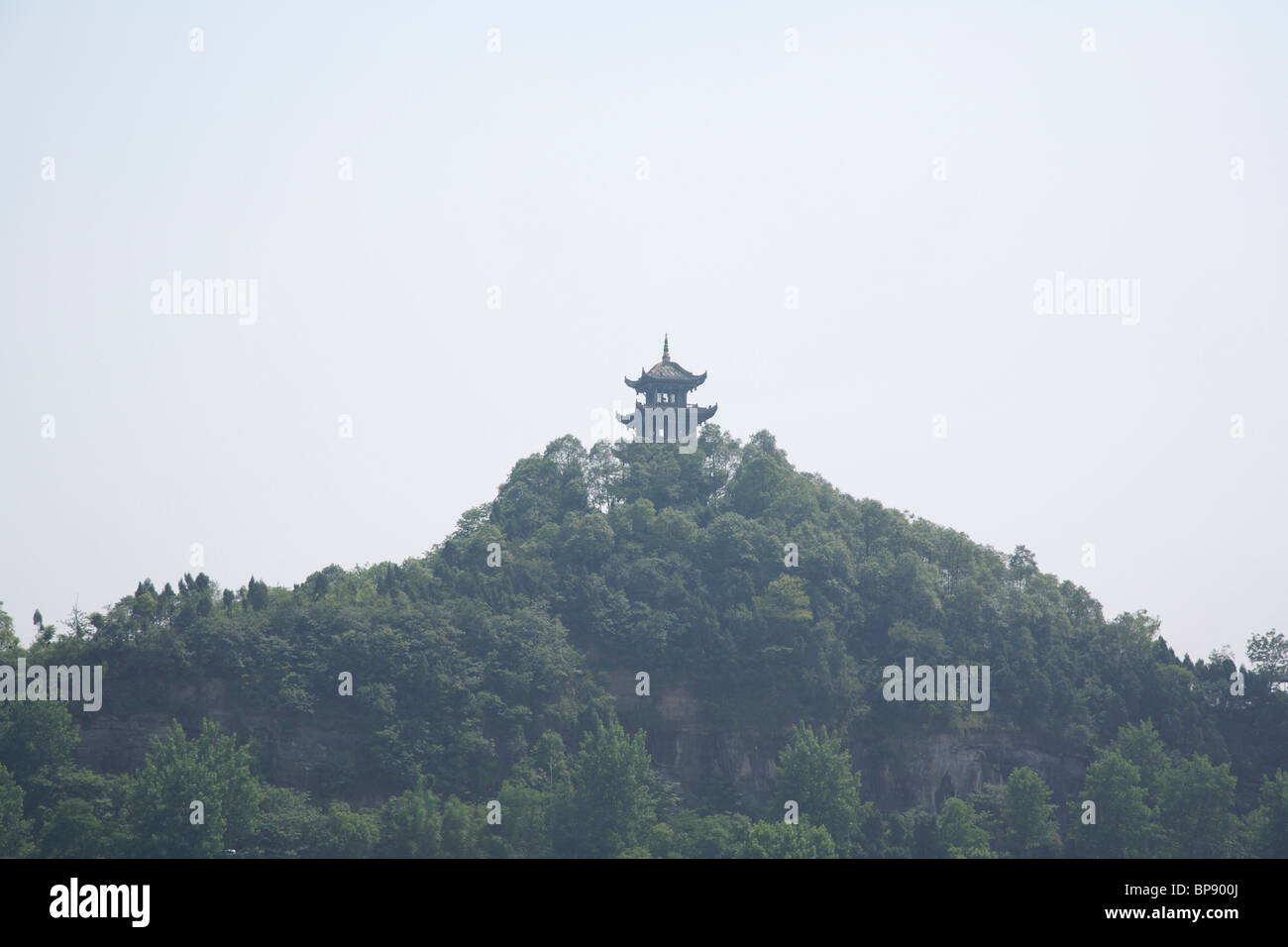 An Old Castle on a Forest Covered Hill. Sichuan Province, China Stock ...
