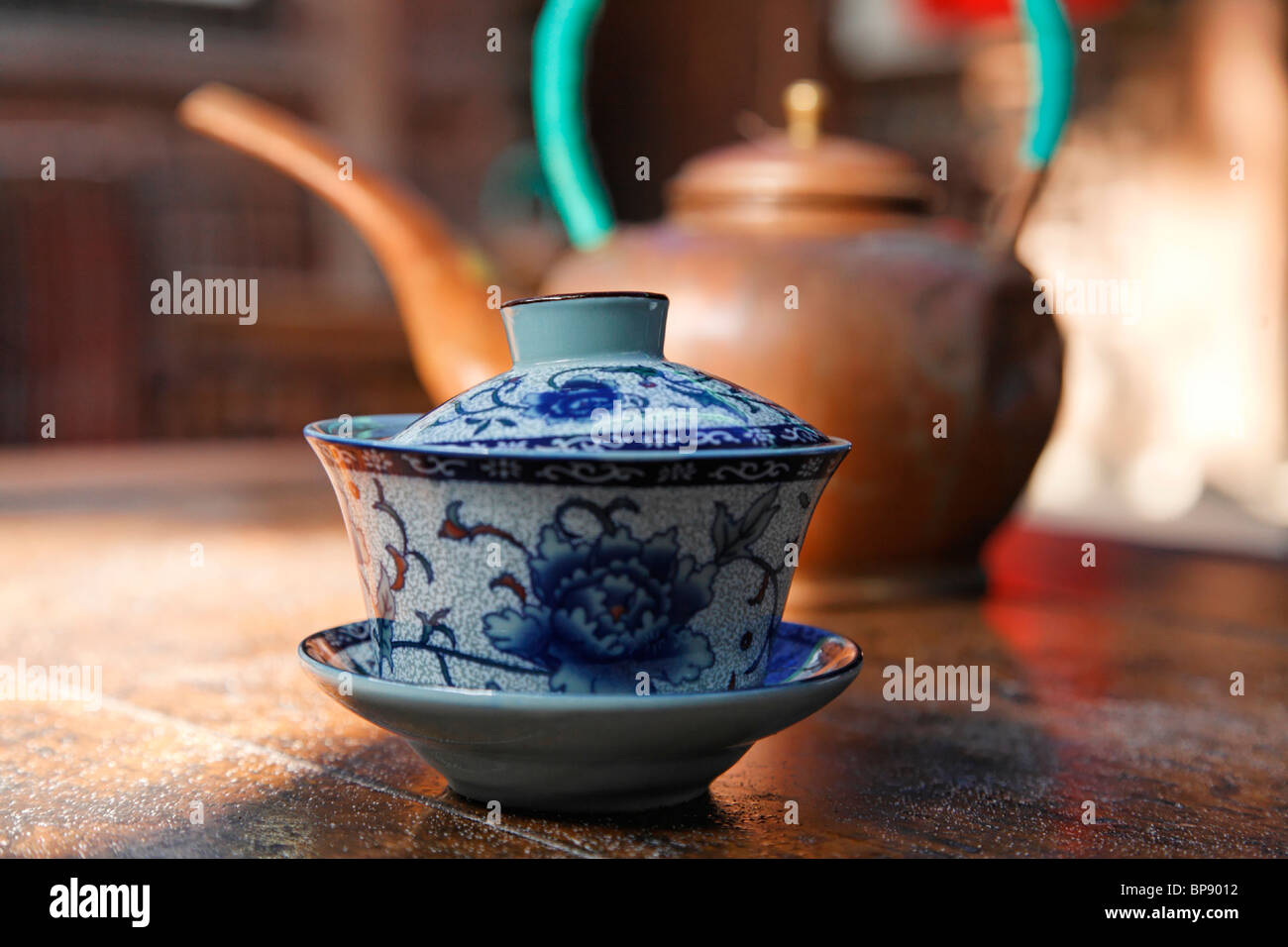 A Traditional Chinese Tea Cup and Teapot. Sichuan Province, China Stock ...