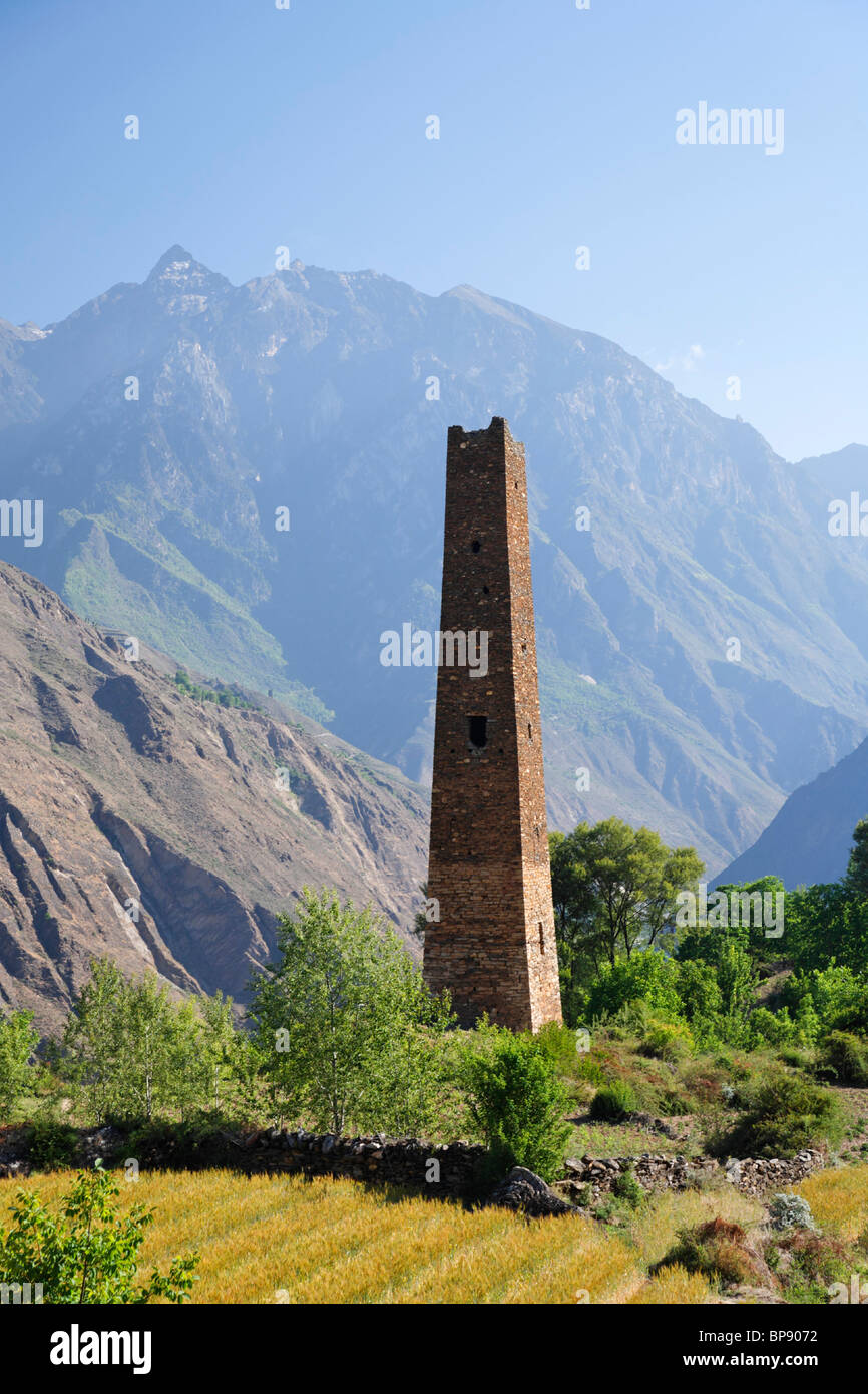 A Farm Village and a Watchtower. Sichuan Province, China Stock Photo ...
