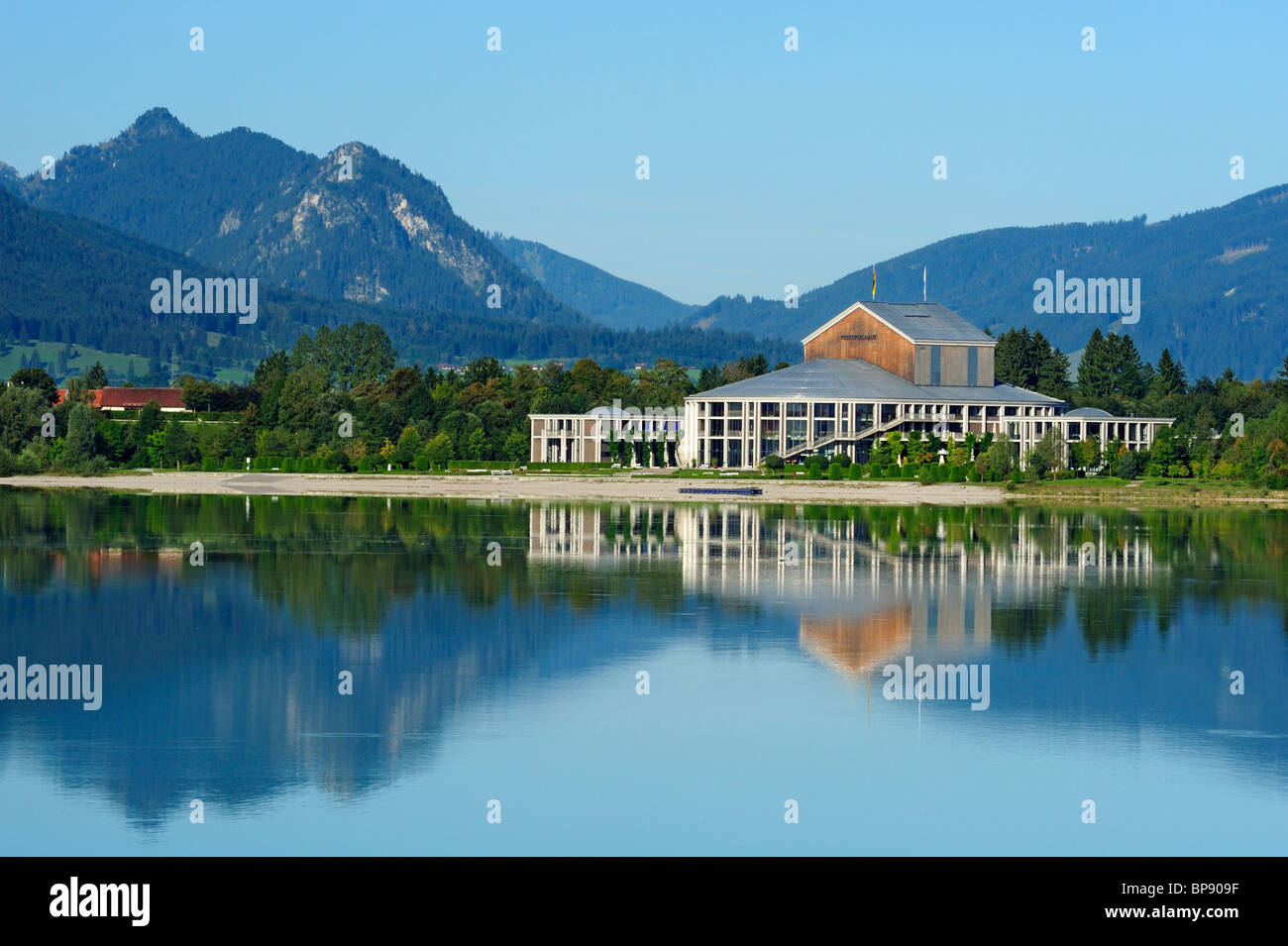 Musical hall Neuschwanstein at lake Forggensee, Fuessen, Bavaria ...
