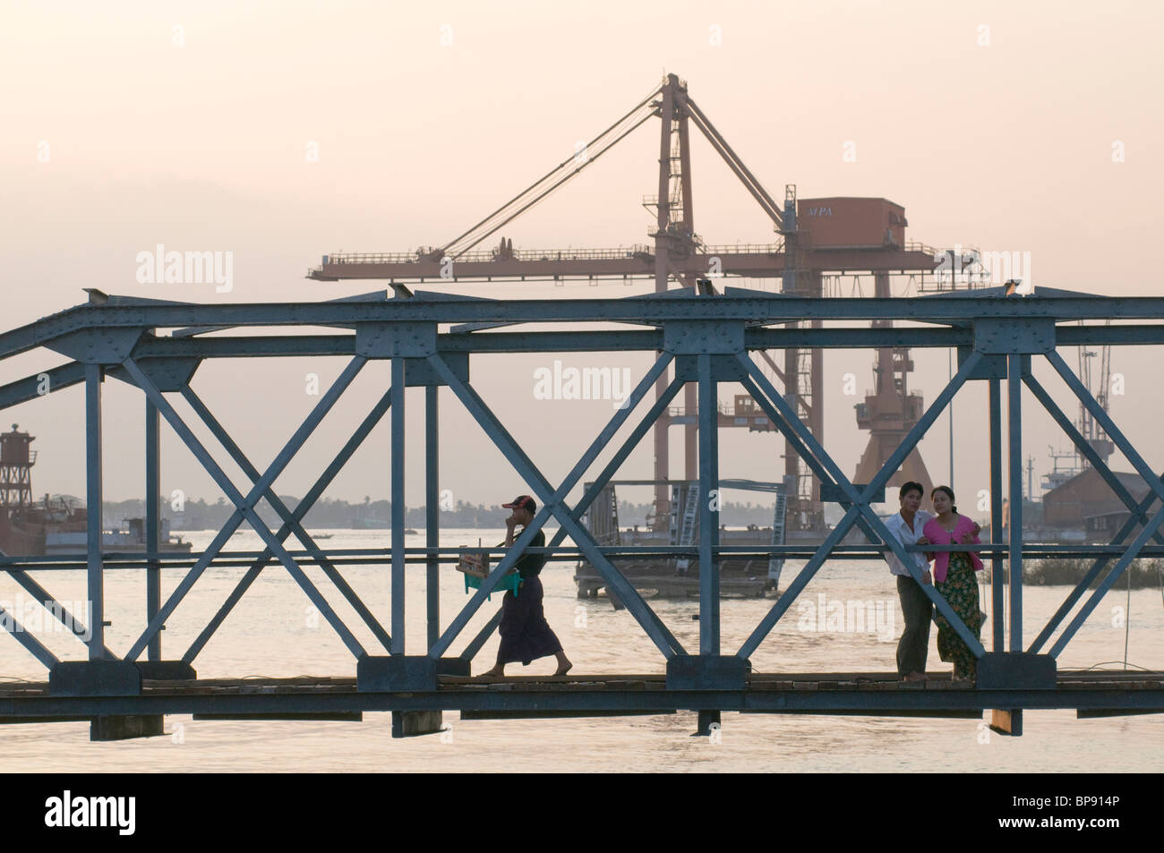MYANMAR (BURMA) SUNSET AT YANGON HARBOUR Stock Photo - Alamy