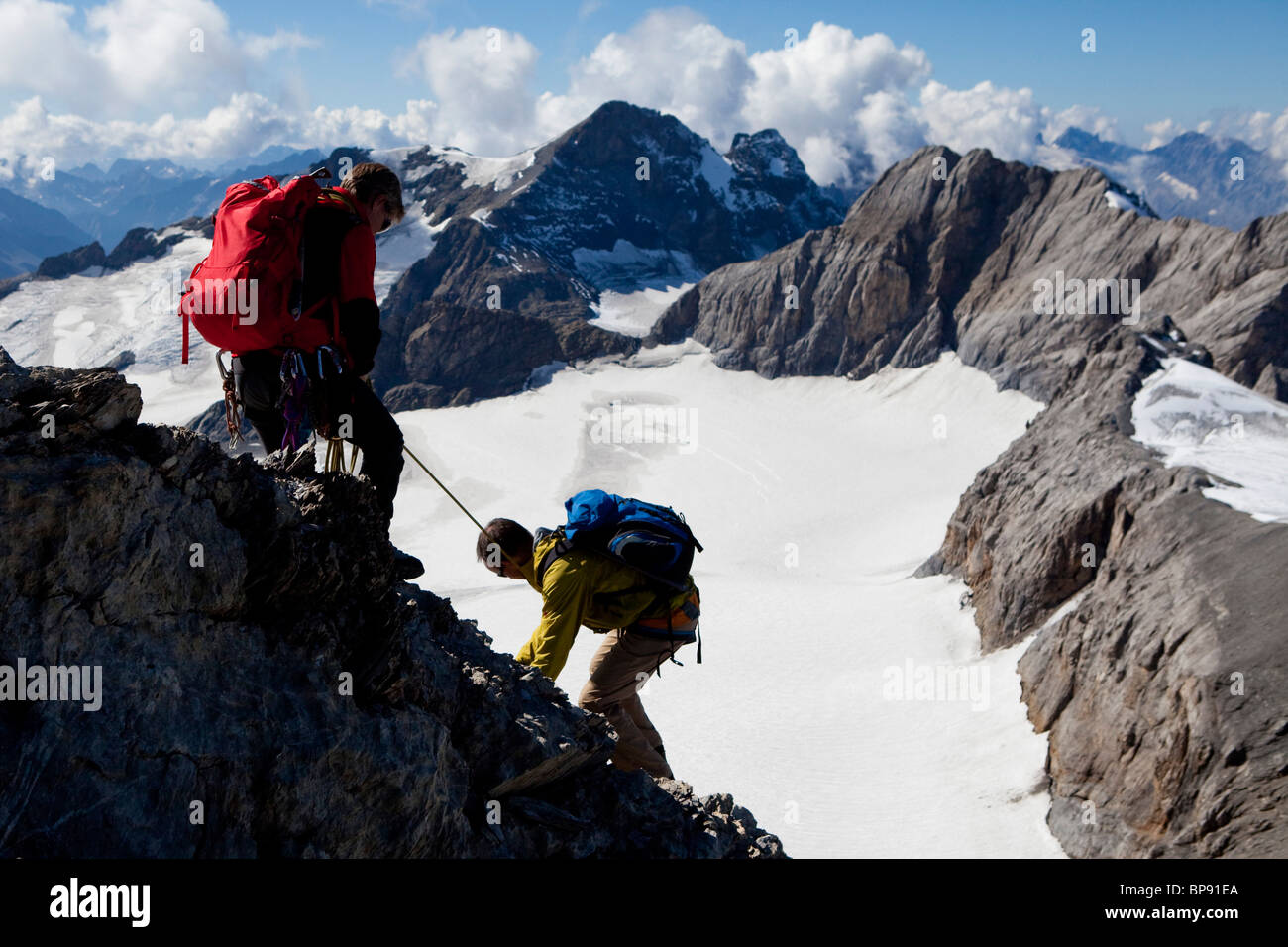 Climbers descenting, Clariden, Canton of Uri, Switzerland Stock Photo ...