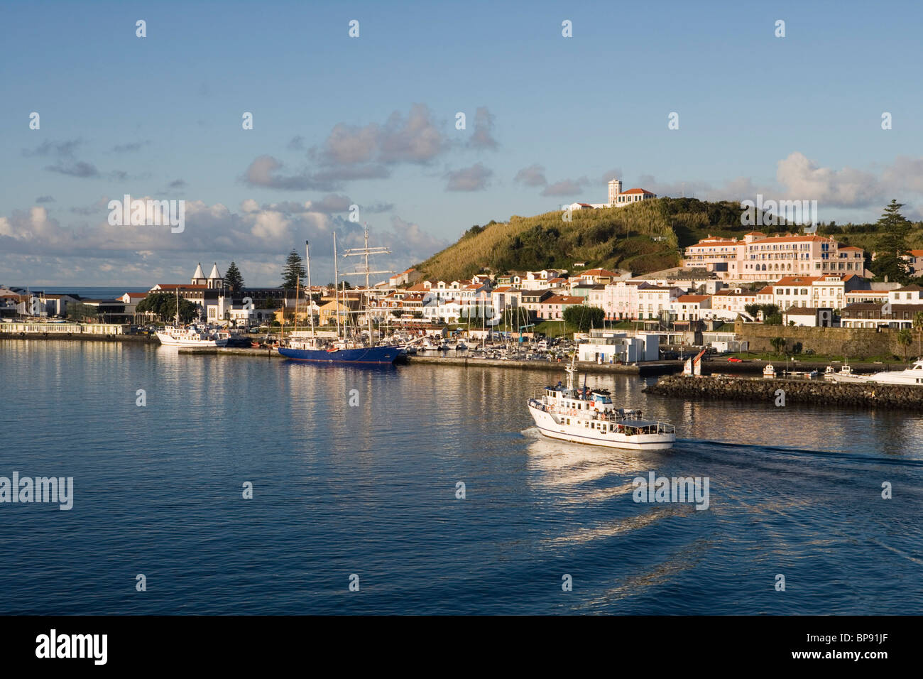 Ferry in Horta Harbor, Horta, Faial Island, Azores, Portugal, Europe ...
