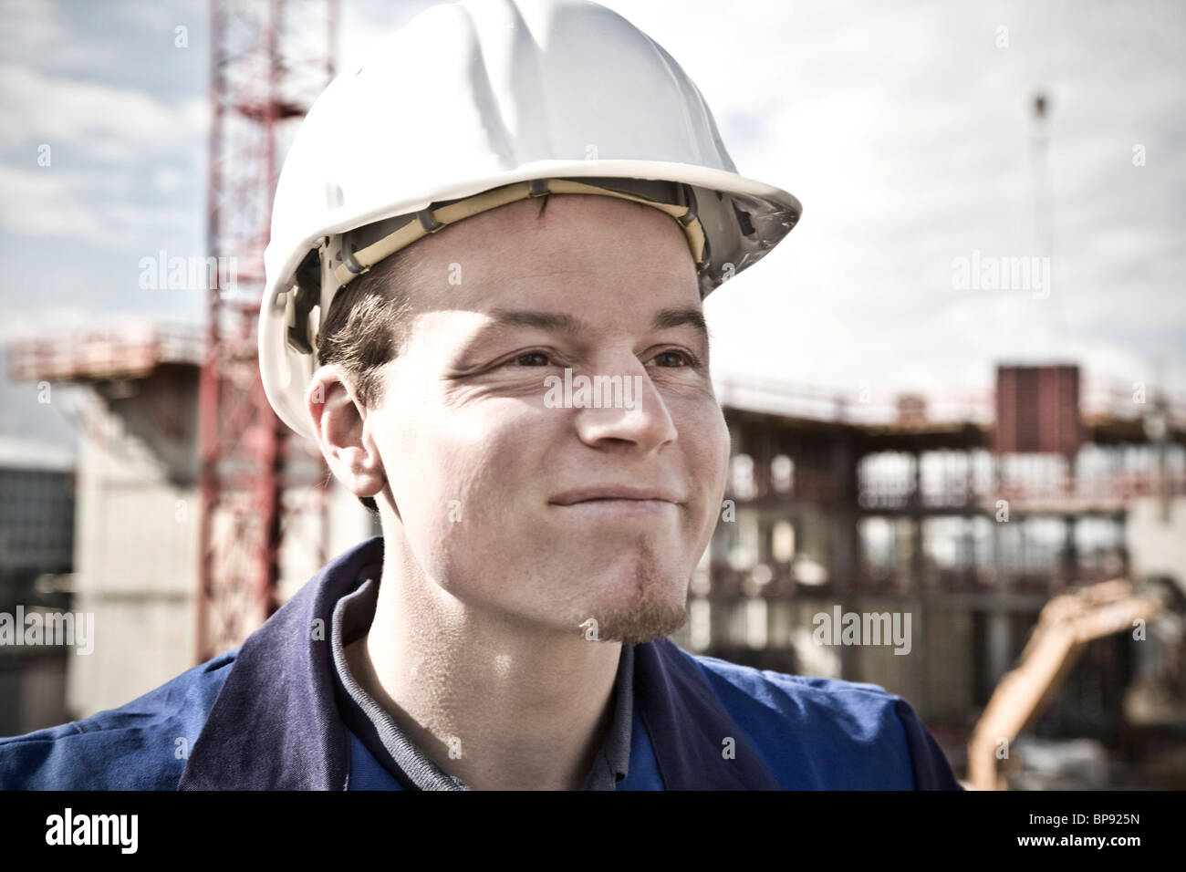 Construction worker making a face, Munich, Bavaria, Germany Stock Photo ...