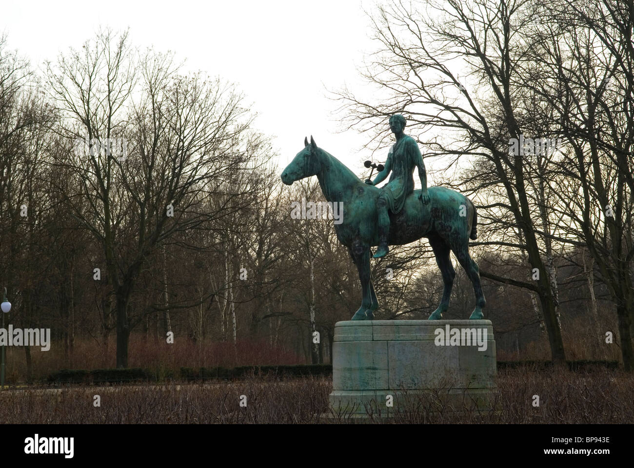Statue of a woman riding a horse in Tiergarten Berlin Germany Stock ...