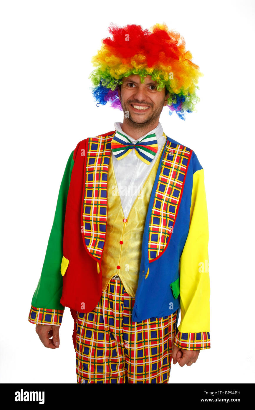 silly clown smiling, isolated on white Stock Photo - Alamy