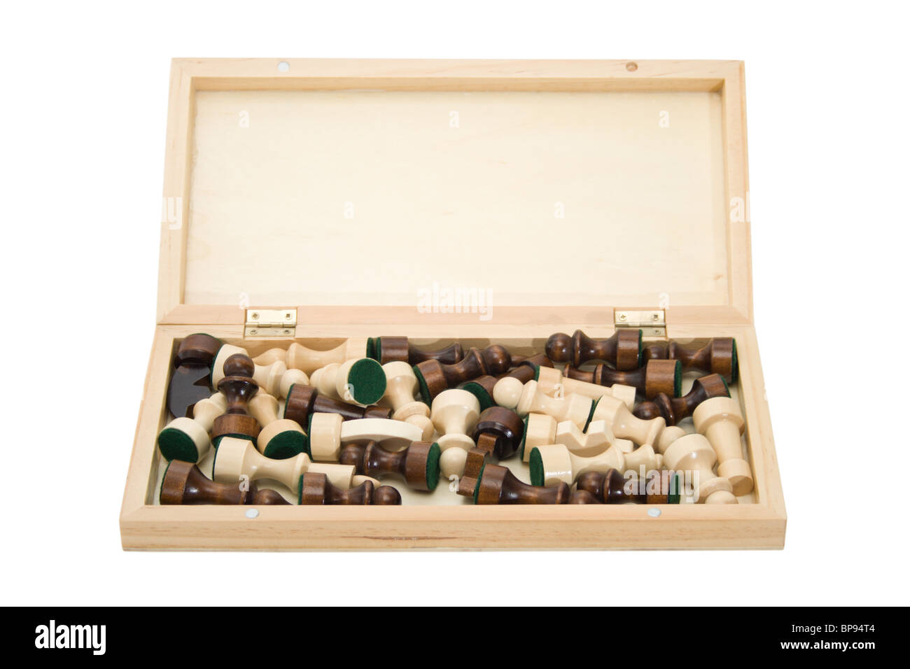 Opened chess box on white background Stock Photo - Alamy