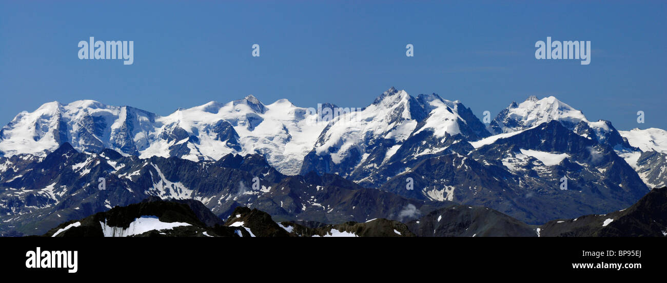 Panoramic view of Bernina range, Upper Engadin, Engadin, Canton of ...