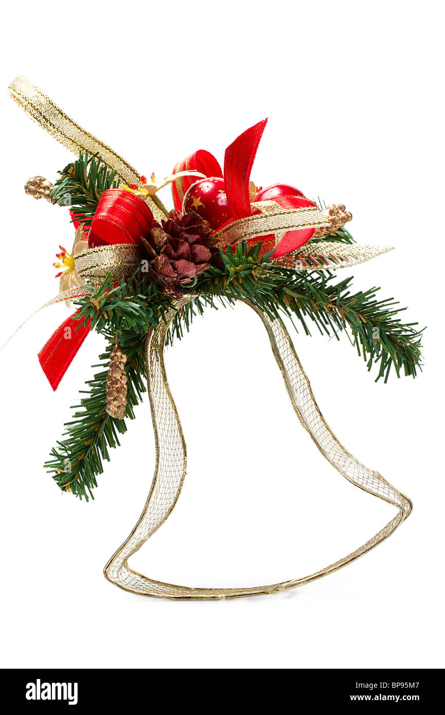 bell shaped Christmas arrangement standing on white background Stock ...