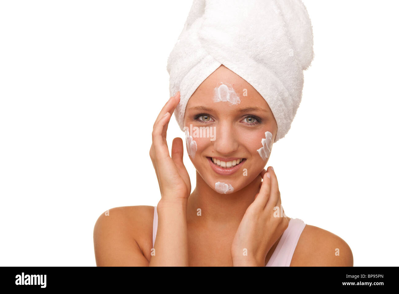 woman applying face cream Stock Photo - Alamy