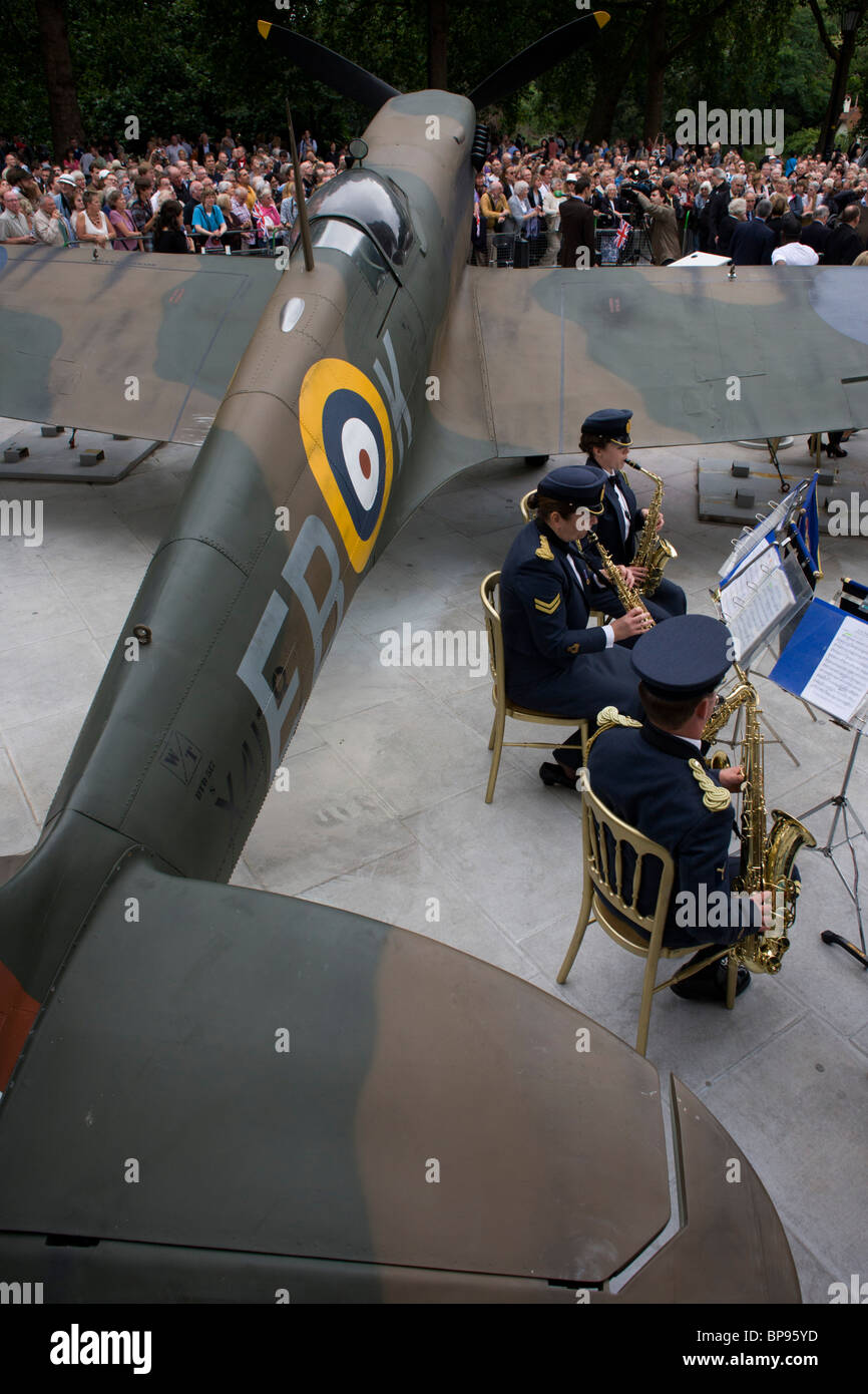 RAF musicians play near full-size Spitfire replica at the 70th ...