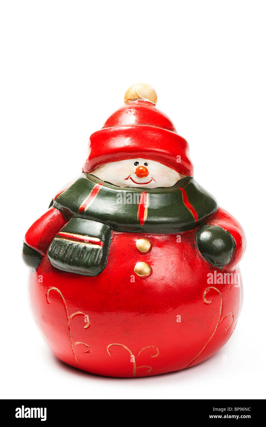 red fat snowman with shawl on white background Stock Photo - Alamy