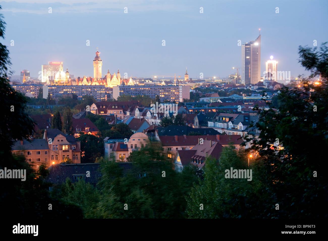 Cityscape in the evening, Leipzig, Saxony, Germany Stock Photo - Alamy