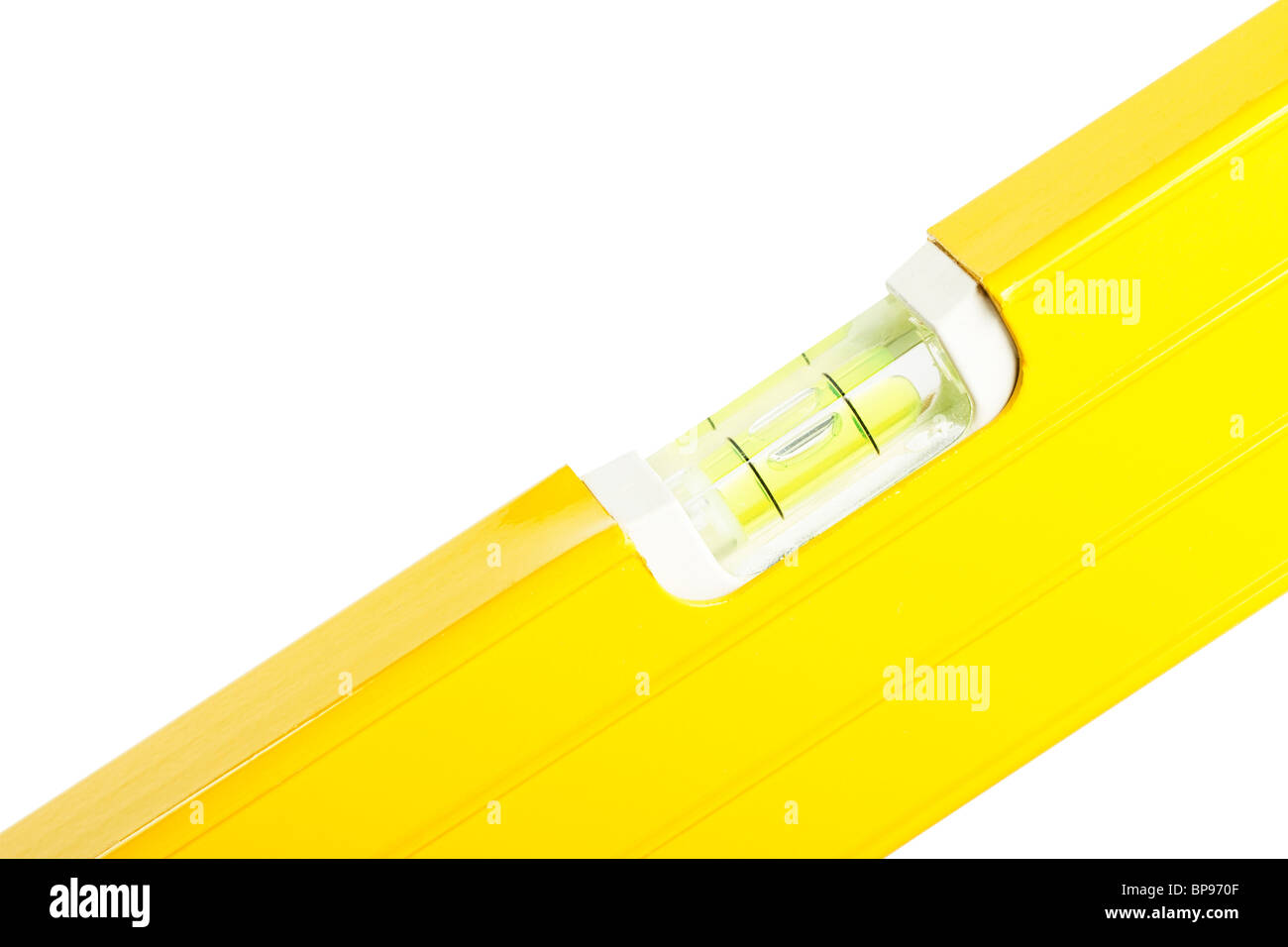 diagonal yellow water level on white background Stock Photo - Alamy