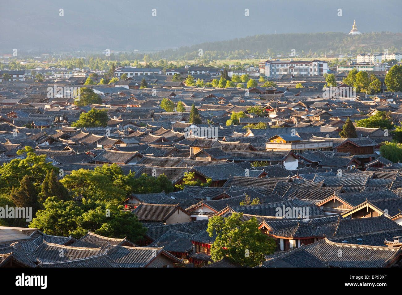 Rooftop View Of The Old Town In Lijiang Yunnan Province China Stock