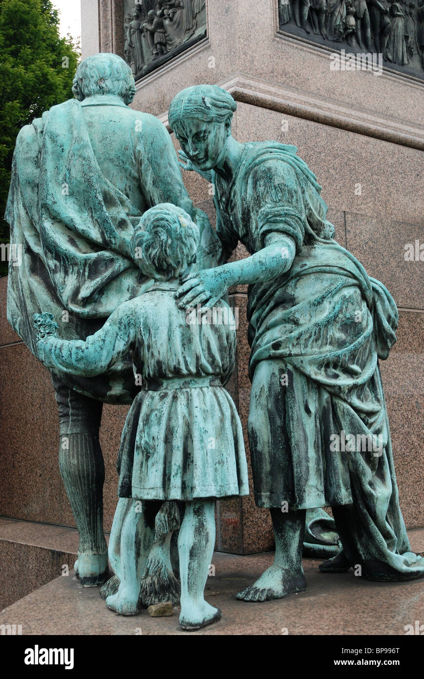 Figures around the base of equestrian statue of Prince Albert (1819-61 ...