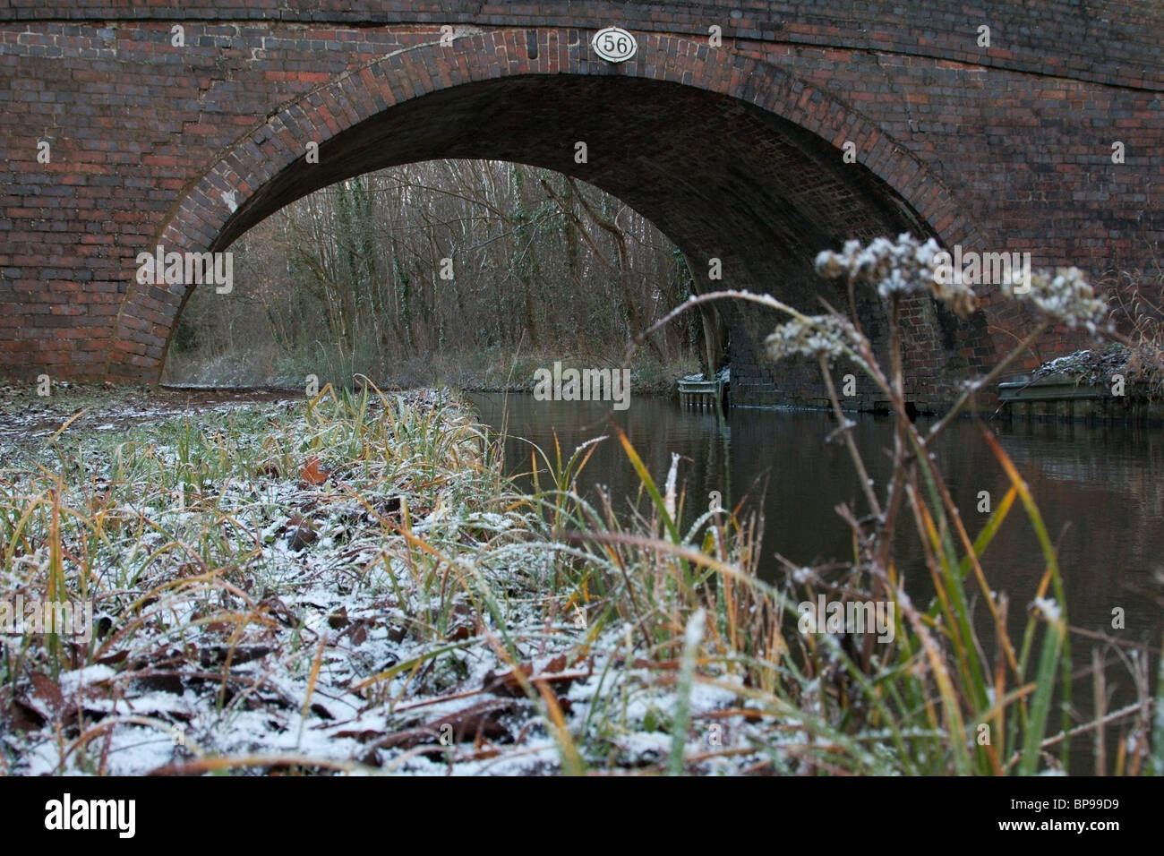 View through a bridge on the Ashby canal in winter Stock Photo - Alamy