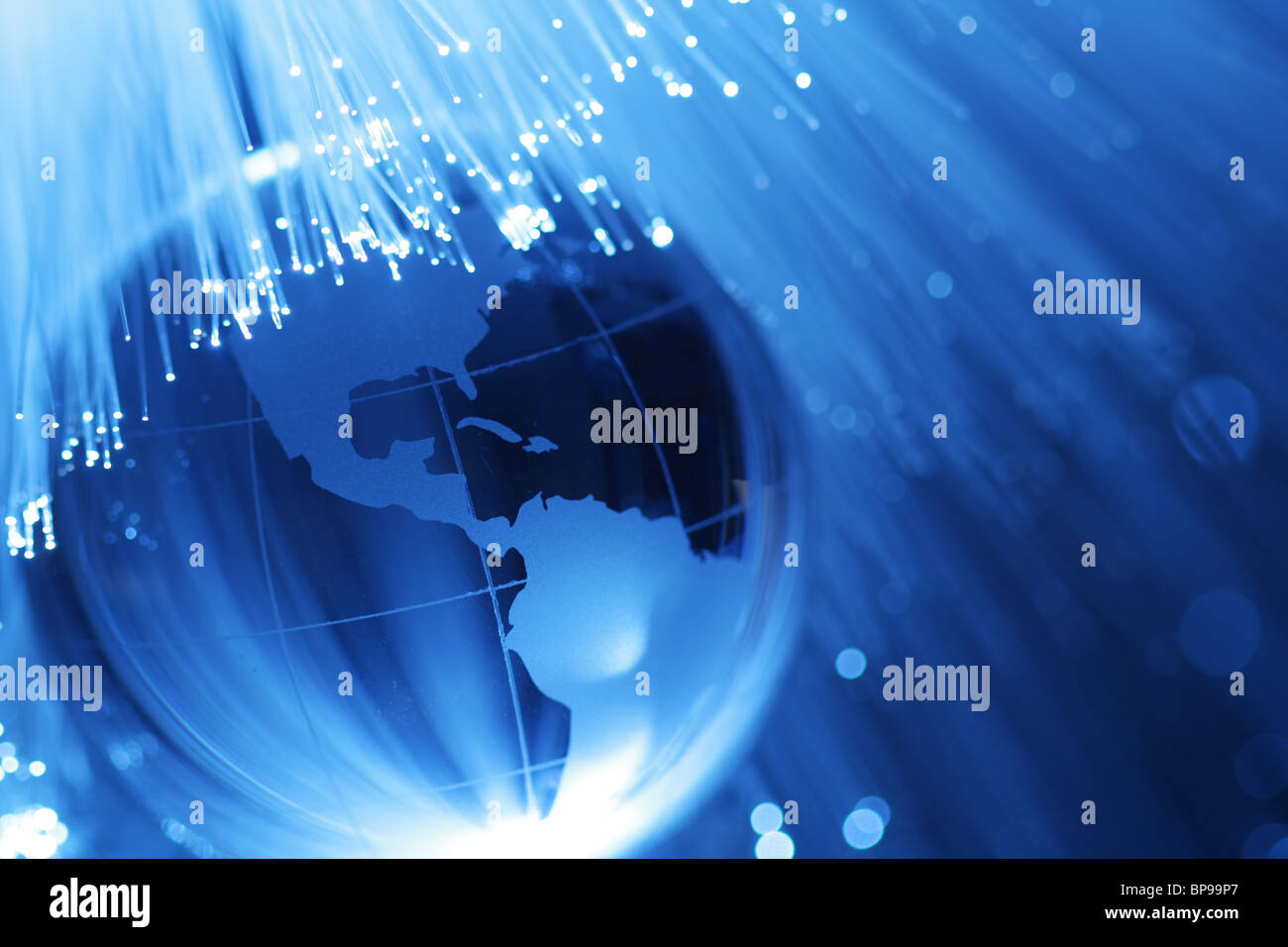 Earth & fiber optics Stock Photo - Alamy