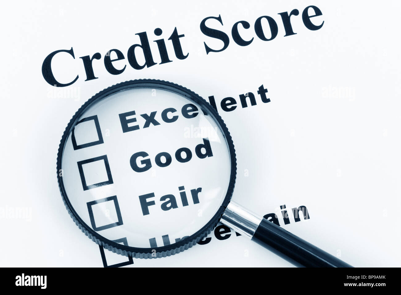 Credit Score and Magnifying Glass Stock Photo - Alamy