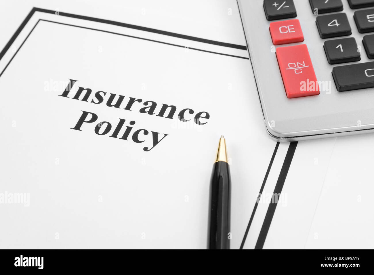 Document of Insurance Policy, Life; Health, car, travel, for background ...