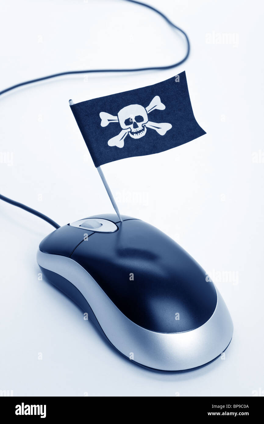 Pirate Flag and Computer Mouse, concept of Computer Hacker Stock Photo ...