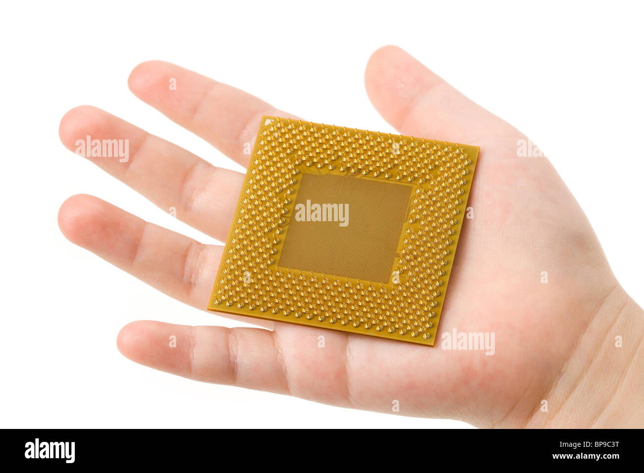 Golden Computer CPU close up shot Stock Photo - Alamy