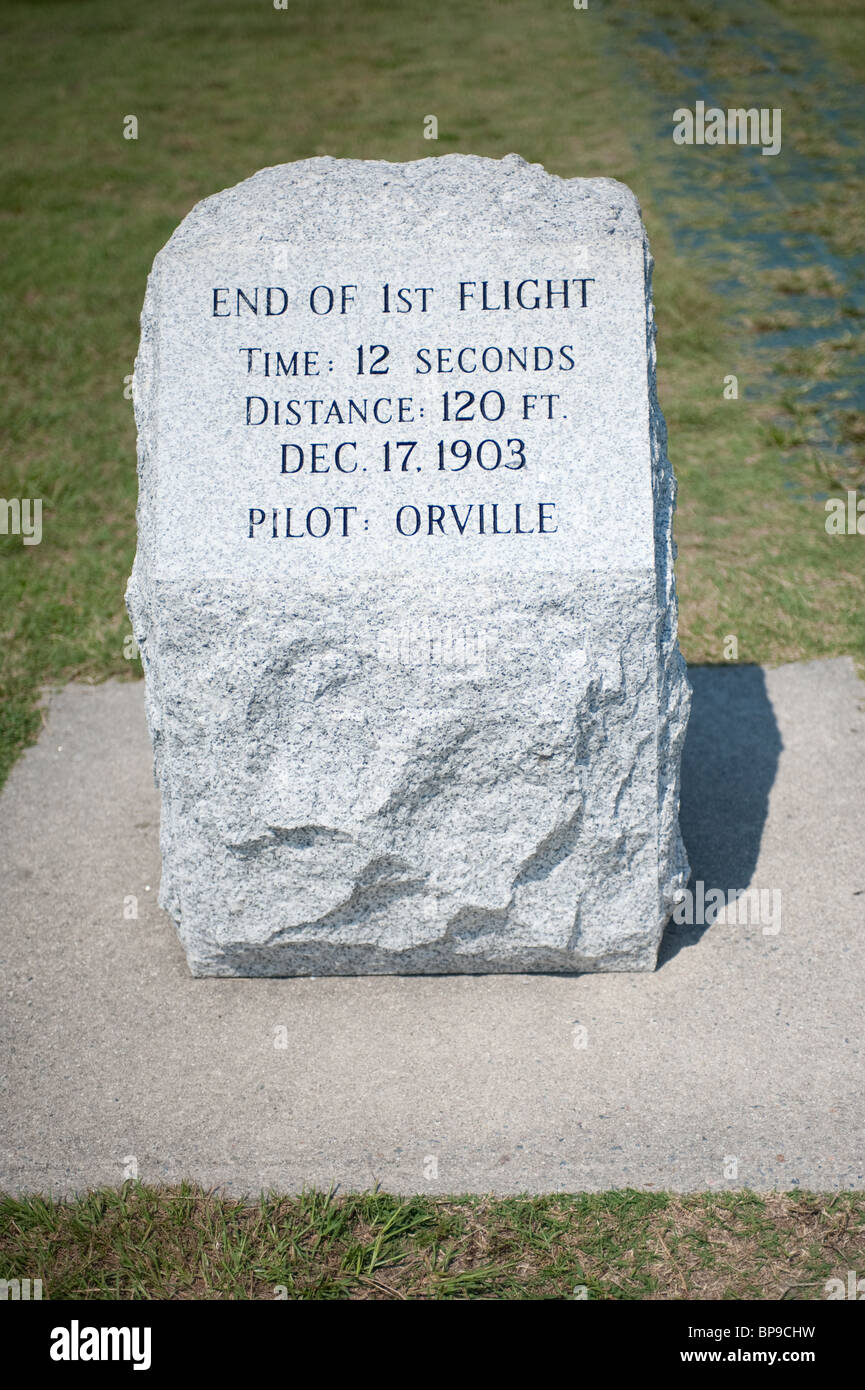 Marker of the landing of the First Flight Stock Photo - Alamy