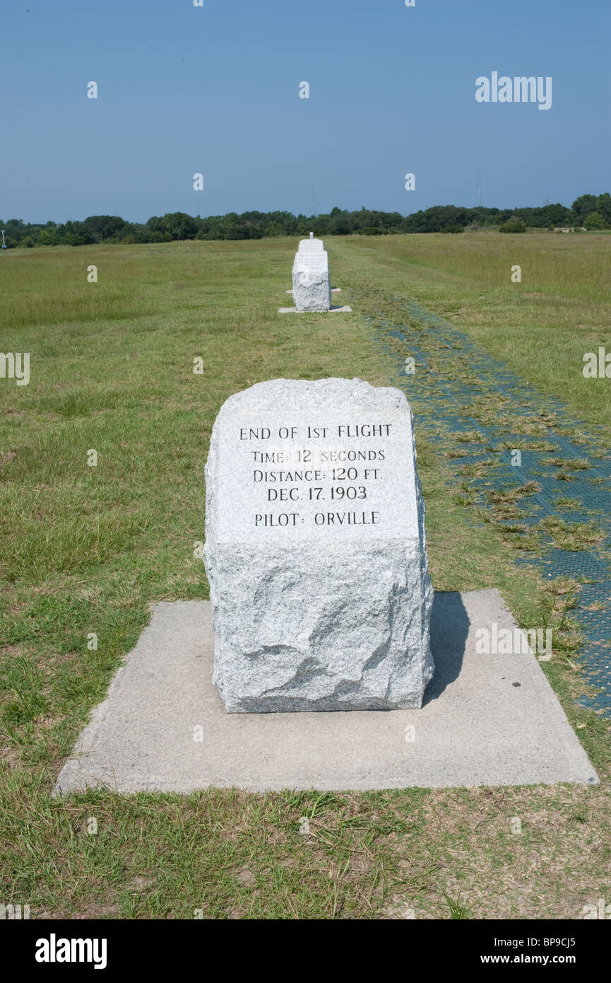 Marker of the landing of the first airplane flight Stock Photo - Alamy
