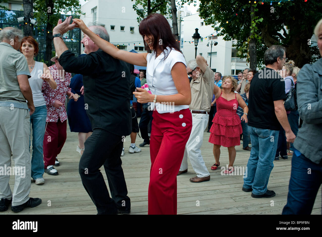 Paris, France, Adults, Rock n Roll Style group of seniors dancing ...