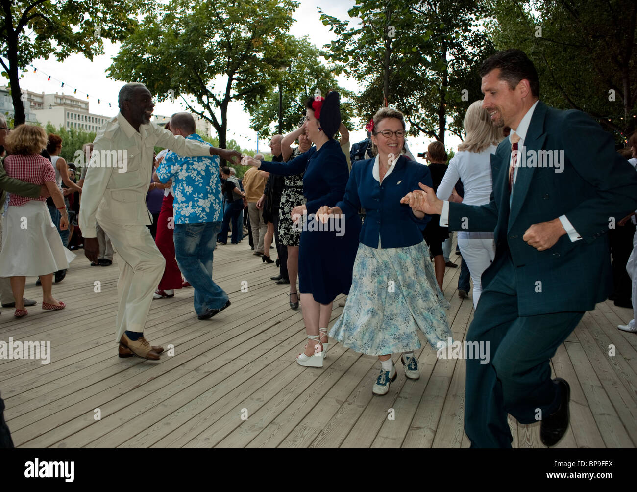 Paris, France, French Adults in Retro Clothing Rock'n'Roll Dancing at ...