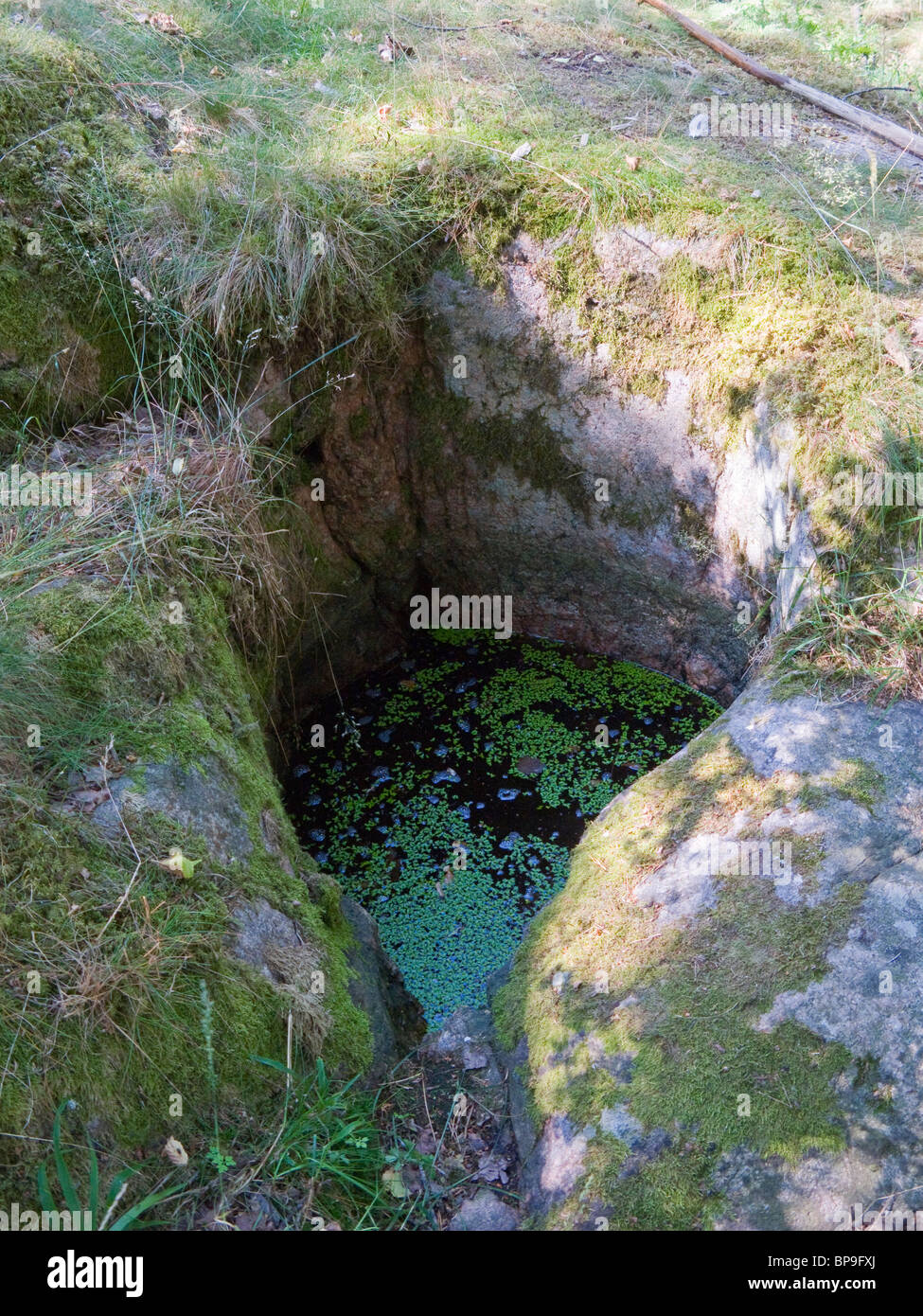 Natural pothole, formed by stone(s) swirling around by flowing ...