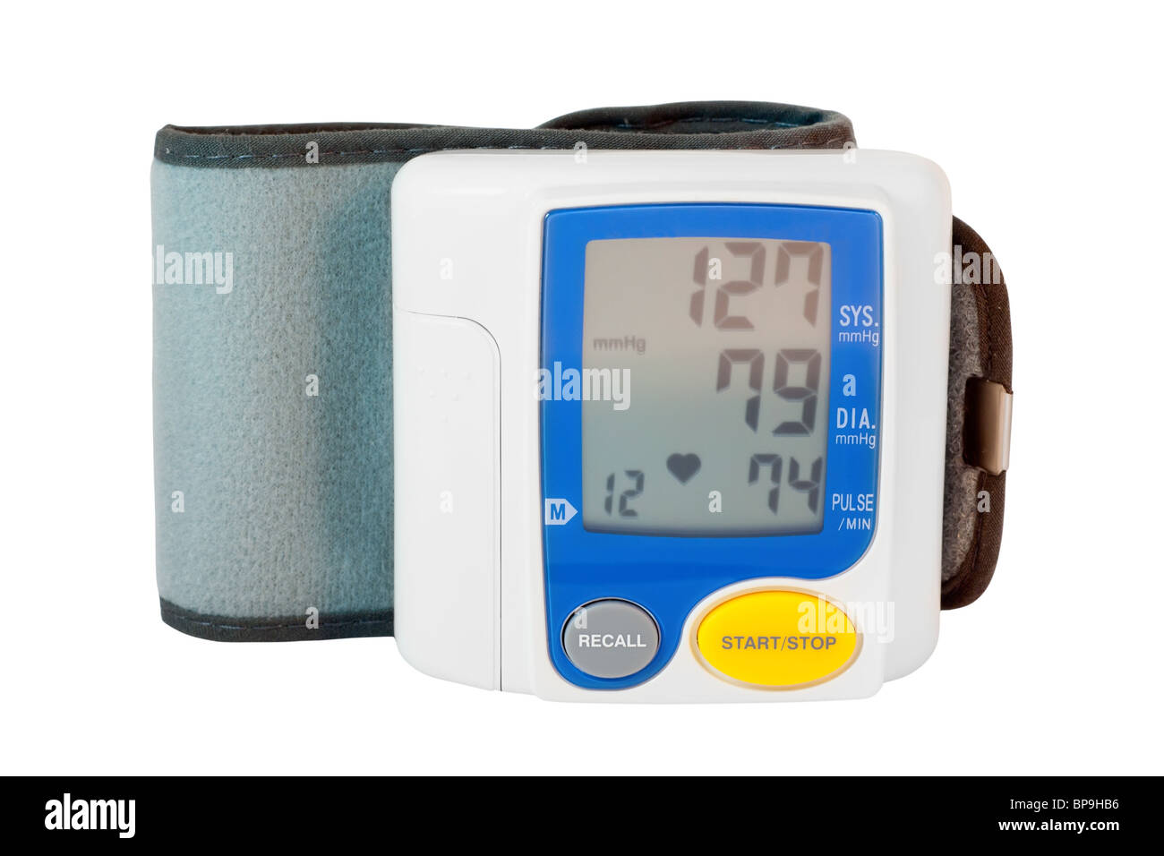 modern digital blood pressure measurement equipment on a white ...