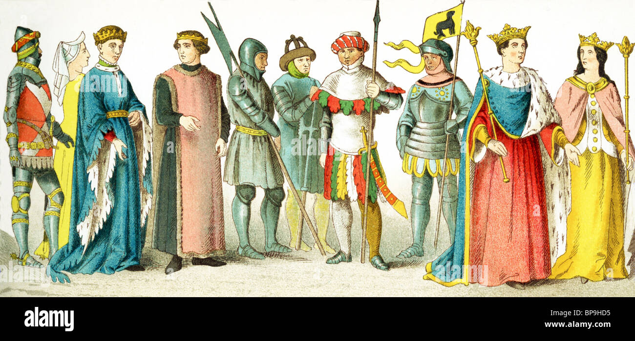 English people 1400-1450: knight, lady of rank, Henry V, earl, three ...
