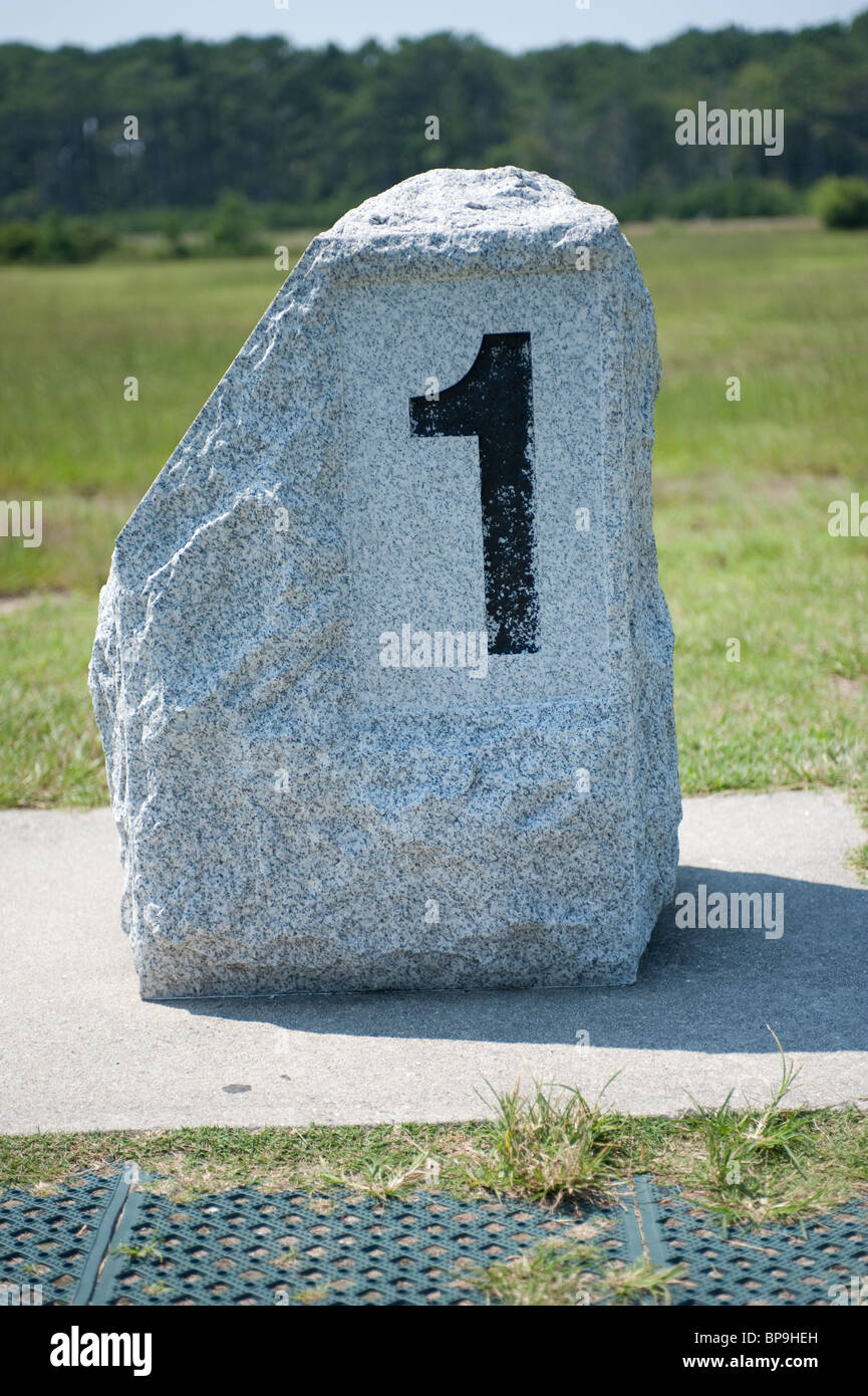 Marker of the landing of the first airplane flight - side view Stock ...