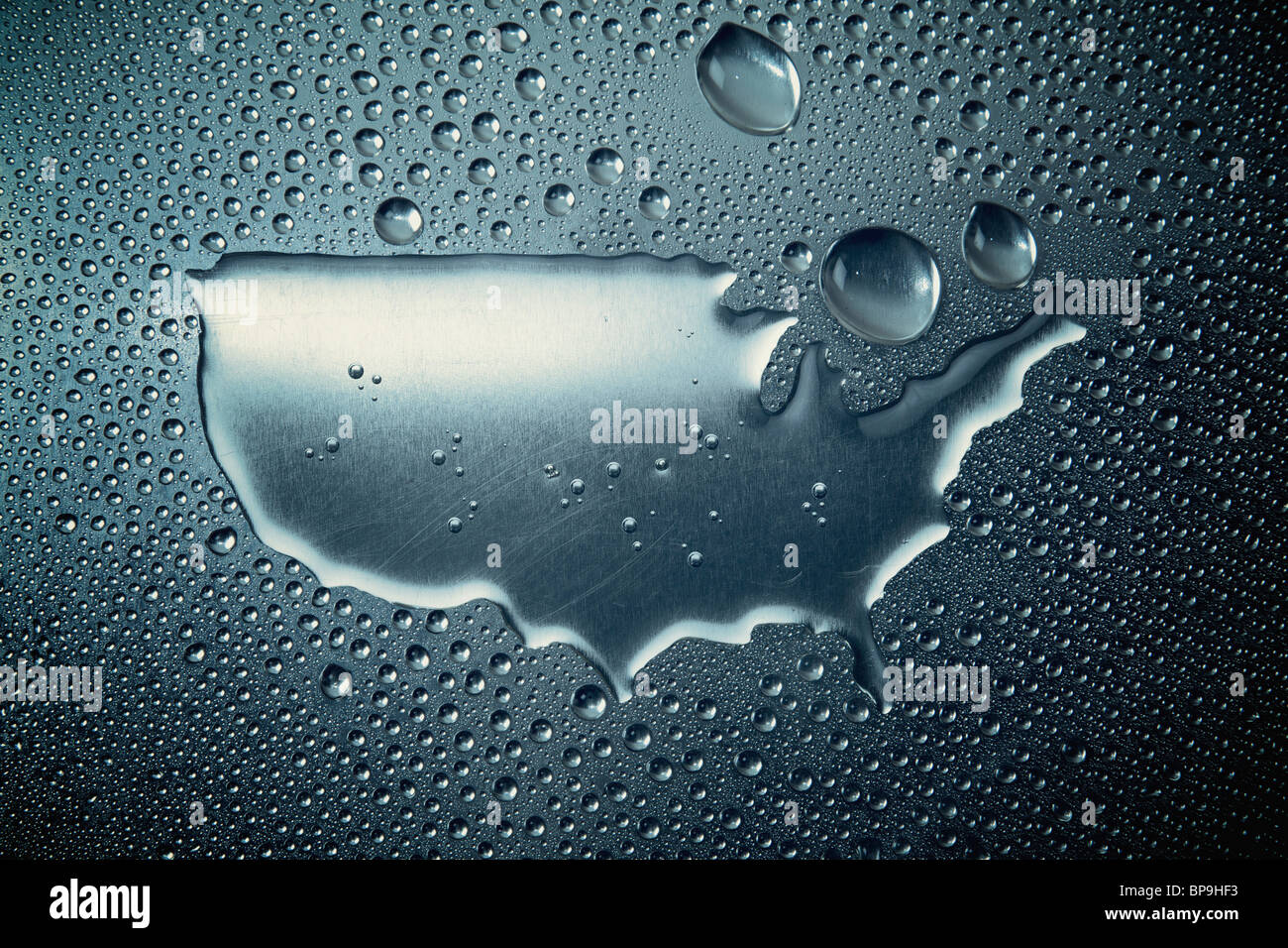 water droplets creating a map of the united states of america Stock ...