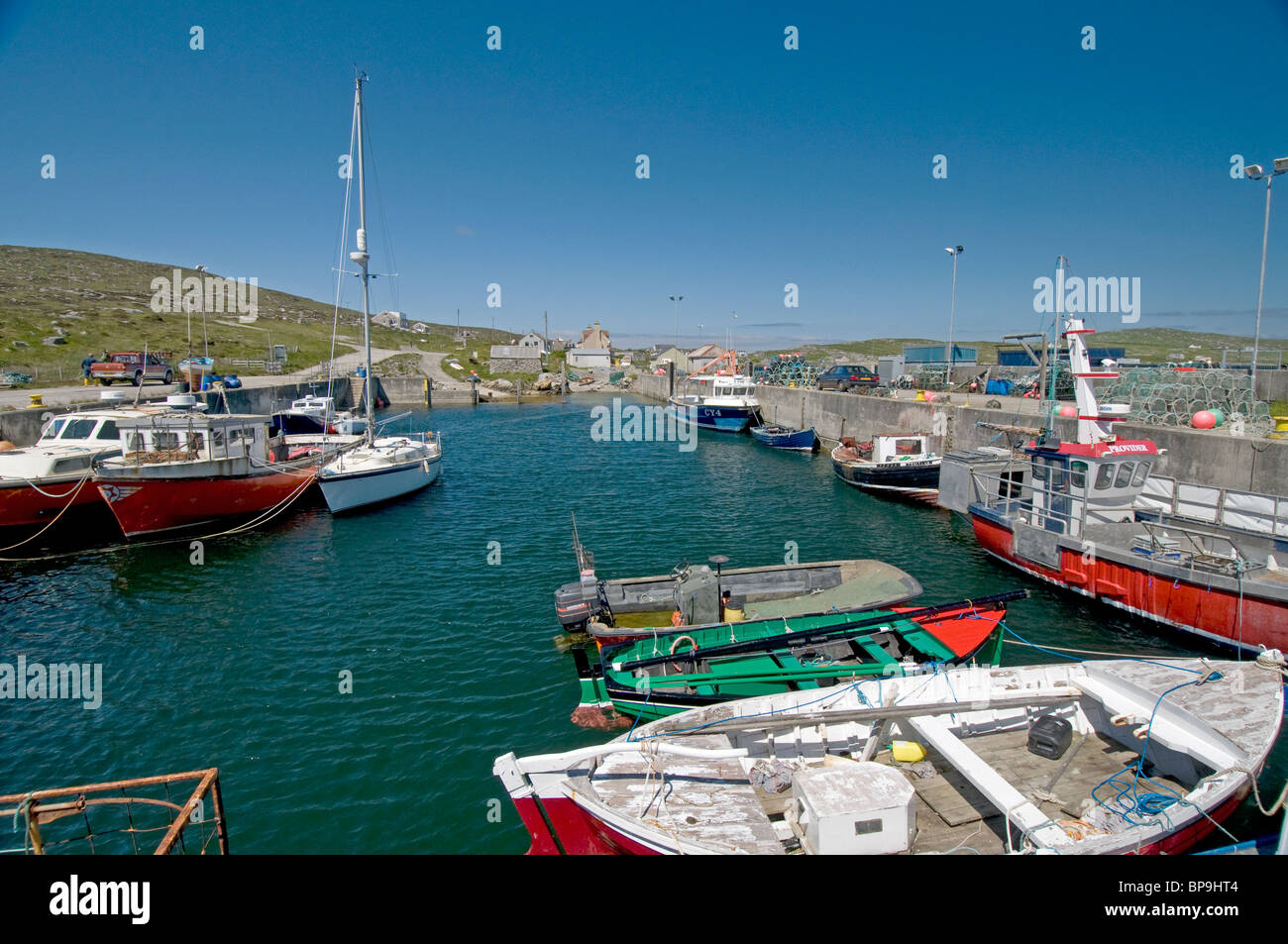 The harbour at Borgh on the Isle of Berneray, Outer Hebrides. Western ...