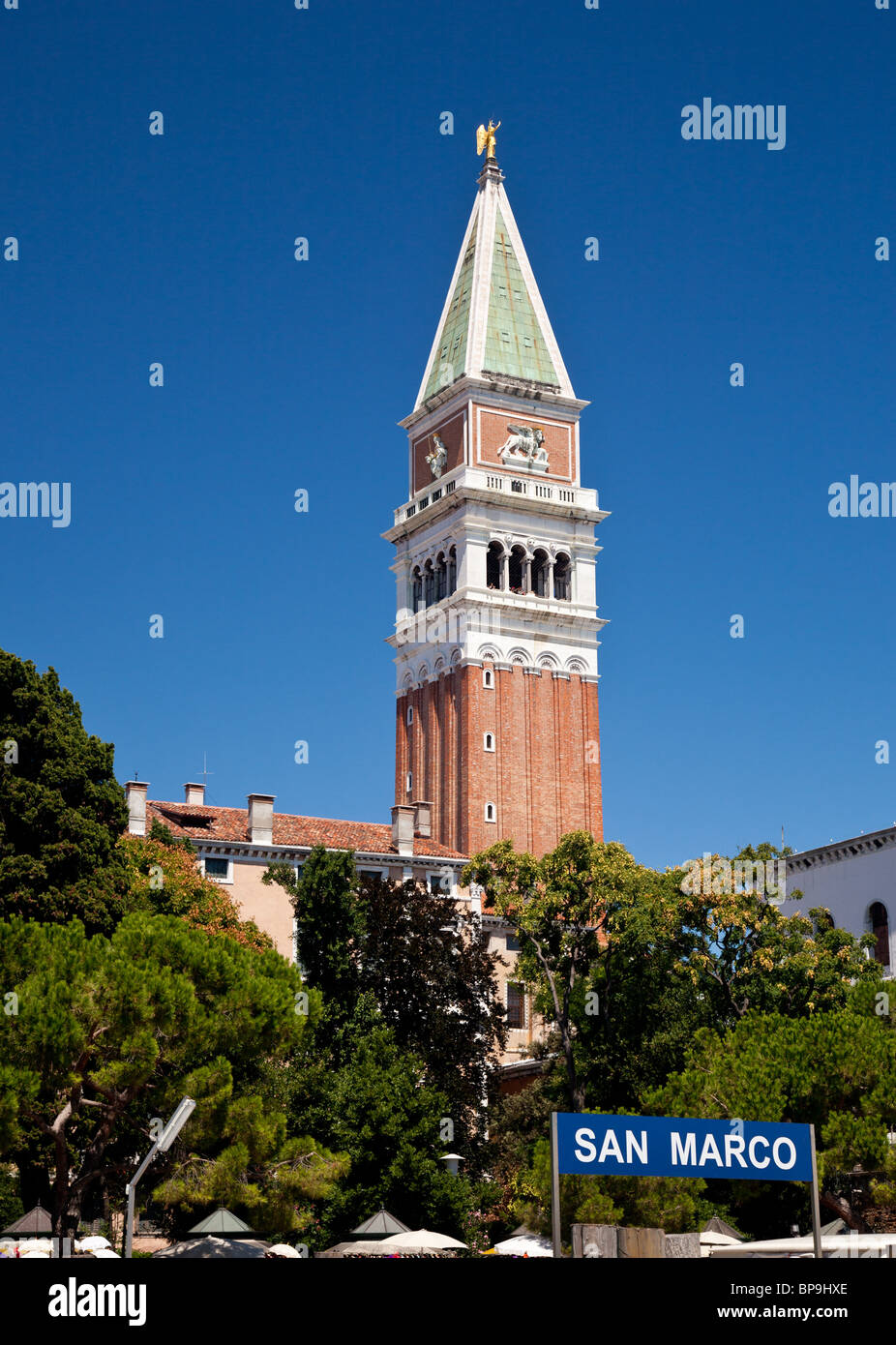 Bell tower above trees in hi-res stock photography and images - Alamy