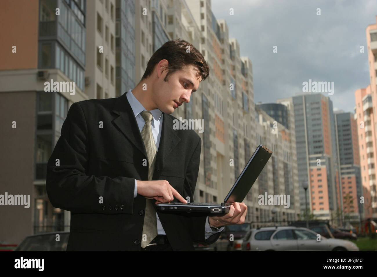 Russia. Moscow. The man with a laptop Stock Photo - Alamy