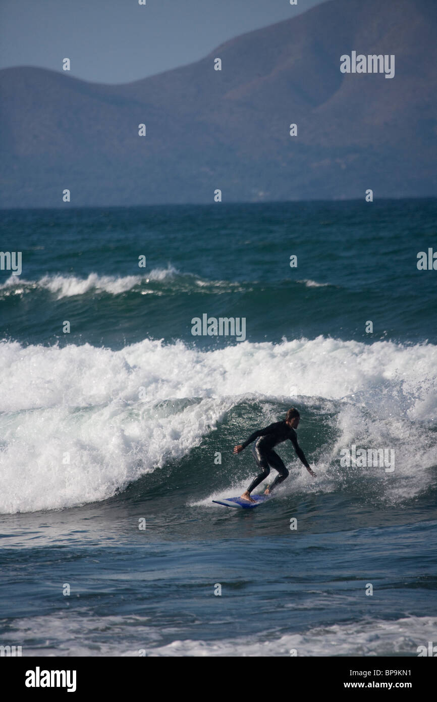 Surfing in Mallorca Spain Stock Photo - Alamy