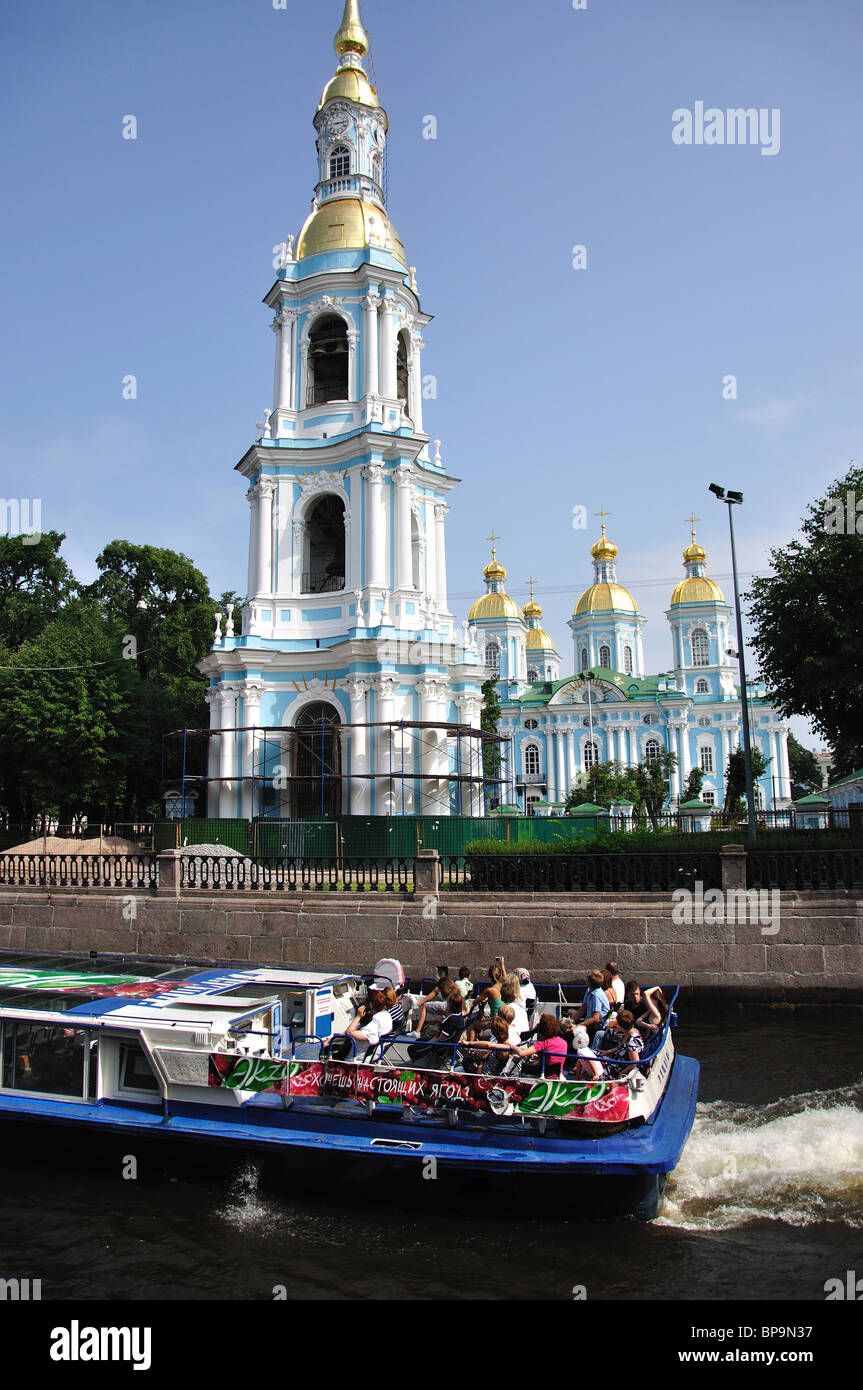 Canal cruise boat passing St Nicholas' Naval Cathedral, Saint ...