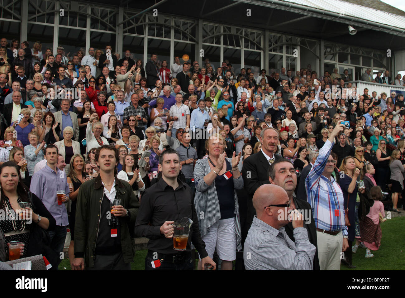 Crowded grandstand of Celebrating Racegoers on Saturday 21st August ...